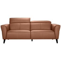 Mid.you 3-Sitzer-Sofa, Cognac, Leder, Echtleder, B&uuml;ffelleder,B&uuml;ffelleder, Kautschukholz, vollmassiv, 212x92.5x96.5 cm, Wohnzimmer, Sofas & Couches, Sofas, 3-Sitzer Sofas