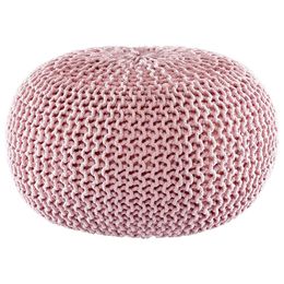 Linea Natura Pouf, Rosa, Textil, Uni, F&uuml;llung: Styroporkugeln, 55x55x35 cm, AZO-frei, Indoor, Wohnzimmer, Hocker, Poufs