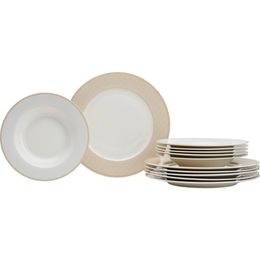 Ritzenhoff Breker Tafelservice Geo, Wei&szlig;, Beige, Keramik, 12-teilig, 18x28x28 cm, Essen & Trinken, Geschirr, Geschirr-Sets, Tafelservice