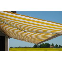 MCW Elektrische Kassettenmarkise H123, Markise Vollkassette 4,5x3m ~ Acryl Gelb/Wei&szlig;