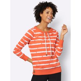 WITT Damen Sweatshirt mit Tunnelzug und Bindeband, orange-ecru, Gr&ouml;&szlig;e 36