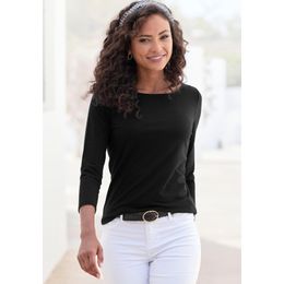 Lascana Damen 3/4-Arm-Shirt, eukalyptus, schwarz, Gr&ouml;&szlig;e 40/42