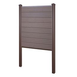 MCW WPC-Sichtschutz Savoie, Zaun Windschutz, WPC-Pfosten zum Einbetonieren ~ Basiselement schmal, 105cm braun