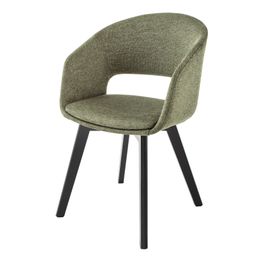 Riess Ambiente riess-ambiente Stuhl NORDIC STAR - gr&uuml;n Strukturstoff Massivholz schwarz mit Armlehne gepolstert