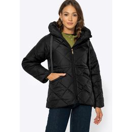 Wittchen Damen-Kapuzenjacke mit Kordelzug, schwarz, Polyester