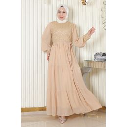 Pailletten Chiffon Abendkleid Gold