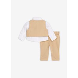 bonprix Festliches 3-teiliges Set aus reiner Baumwolle (3-tlg. Set), beige, Gr.74, Baby Festtagsoutfit bestehend aus Hemd, Weste und Hose, 100% Baumwolle