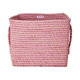 Rice Quadratischer Raffia Aufbewahrungskorb 30 x 30 x 25 cm, pink skandinavische Deko Online Shop