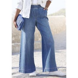 Buffalo Schlupfhose blau Gr. 44 f&uuml;r Damen. Mit Kontrastn&auml;hte. Figurumspielend. Nachhaltig.