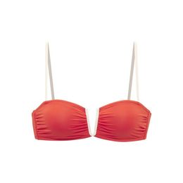 Copenhagen Studios Bandeau-Bikini-Top 'Emma' blutorange Gr. 34 Cup C/D. Mit Kontrastbes&auml;tze. Nachhaltig.