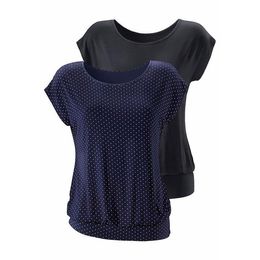 Lascana Longshirt 'mit breitem Bund' mehrfarbig Gr. 36/38 f&uuml;r Damen. Mit Rundhals. Bequem. Nachhaltig.