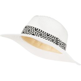Sonnenhut styleBREAKER "Panama Strohhut Hutband Azteken Muster", Damen, wei&szlig;, Obermaterial: 100% Papierstroh PAS., Modisch, H&uuml;te