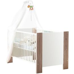M&auml;usbacher Babybett M&Auml;USBACHER "Madrid", wei&szlig;, sanremo hell, B:78cm H:82cm L:144cm, Holzwerkstoff, Babybetten, Babybett