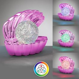 REALITY LEUCHTEN LED Tischleuchte "SHELLY, Deko Tischlampe in Muschelform mit RGB Farbwechsel, 0,8W 15Lm", rosa, 1, H: 14,5cm, 1 Stk., Leuchten, Muschel Tischlampe mit Glitzerkugel und Farbwechsel inkl USB-Ladekabel, LED Tischleuchte