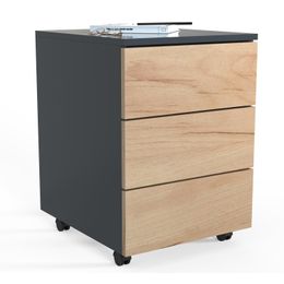 Container Vcm "Rollcontainer Beistellcontainer Dalosa 70 cm", braun (anthrazit, honig, eiche), B:39cm T:70cm, Obermaterial: 100% Holz Wood., Schr&auml;nke, Rollcontainer