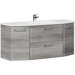 Badm&ouml;bel-Set SAPHIR "2-teilig, Keramikwaschtisch und Waschtischunterschrank", graphit struktur quer nachbildung, B:112cm H:53cm T:49cm, Kastenm&ouml;bel-Sets, Badm&ouml;bel-Set