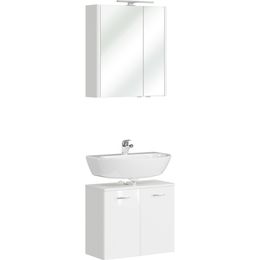 Badm&ouml;bel-Set SAPHIR "2-teilig, Waschbeckenunterschrank mit Spiegelschrank", wei&szlig; glanz, B:60cm H:200cm T:33cm, Kastenm&ouml;bel-Sets, Badm&ouml;bel-Set