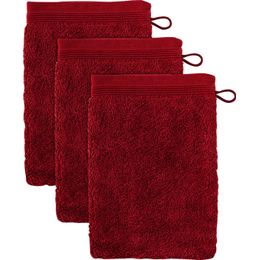M&ouml;ve Waschhandschuh M&Ouml;VE "Superwuschel", rot (ruby), B:15cm L:20cm, Baumwolle, Waschlappen, Waschhandschuh Set mit Bord&uuml;re, 100% Premium Cotton Baumwolle, weich