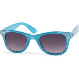Wayfarer styleBREAKER "M&auml;dchen Nerd Sonnenbrille mit Strass", Jungen, grau (gestell blau, glas grau verlauf), Modisch, Sonnenbrillen