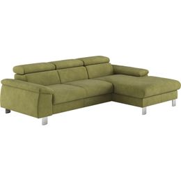 Ecksofa COTTA "Komaris L-Form, B: 244 cm", grass, B:244cm H:72cm T:166cm, 94% POLYESTER (PES) 6%POLYAMID (PA), Sofas, Ecksofa, mit Kopfteilverstellung, optional Bettfunktion, Bettkasten & Licht