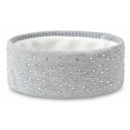 Stirnband styleBREAKER "Feinstrick Stirnband mit Strass", Damen, grau (hellgrau), Obermaterial: 100% Viskose CV., Modisch, M&uuml;tzen Stirnband