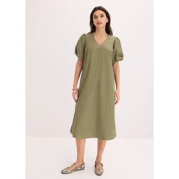 bonprix Midi-Web-Kleid aus Bio-Baumwolle, gr&uuml;n, Gr.54, Knieumspielendes Midi-Web-Kleid f&auml;llt durch die reine Baumwolle angenehm auf den K&ouml;rper, aus 100% Baumwolle