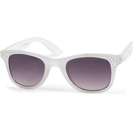 Wayfarer styleBREAKER "M&auml;dchen Nerd Sonnenbrille mit Strass", Jungen, grau (gestell wei&szlig;, glas grau verlauf), Modisch, Sonnenbrillen