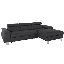 Ecksofa COTTA "Komaris L-Form, B: 244 cm", schwarz, B:244cm H:72cm T:166cm, Microfaser PRIMABELLE (100% Polyester);Kunstleder SOFTLUX(100%Polyurethan);Feinstruktur (100% Polyester);Kunstleder SOFTLUX/Struktur (100%Polyurethan, 90%Polyester, 10% Polyacryl), Sofas, Ecksofa, mit Kopfteilverstellung, optional Bettfunktion, Bettkasten & Licht