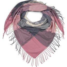 XXL-Schal styleBREAKER "XXL Deckenschal mit Karo Muster und Fransen", Damen, rosa (rose, grau, creme), Obermaterial: 100% Viskose CV., Modisch, Modet&uuml;cher