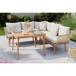Ambia Garden Dining-Loungeset, Akazie, Beige, Holz, Akazie, massiv, F&uuml;llung: Polyester, 208x208 cm, FSC 100%, Loungem&ouml;bel, Gartenlounge-Sets