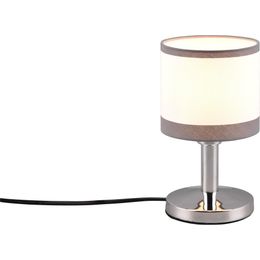 REALITY LEUCHTEN Schreibtischlampe "DAVOS, Tischleuchte exkl 1xE14 max 10W On/Off Touch Steuerung", silber (chrom wei&szlig;), 1, &Oslash; 12cm H: 22,5cm, 1 Stk., Leuchten, Nachttischlampe H&ouml;he 22cm mit Touchfunktion und Stoffschirm &Oslash;12 cm, Schreibtischlampe