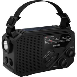 Philips Notfallradio "TAR1609/00", schwarz, B:15cm H:9cm T:6,8cm, Radios, Kurbelradio, LED-Leuchte, lauter SOS-Alarm + Blinkleuchte,USB-C, USB-A