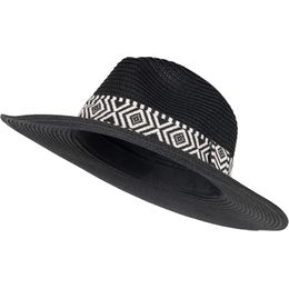 Sonnenhut styleBREAKER "Panama Strohhut Hutband Azteken Muster", Damen, schwarz, Obermaterial: 100% Papierstroh PAS., Modisch, H&uuml;te