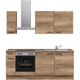 K&uuml;chenzeile Nobilia "Structura I", NEU: individuell anpassbar mit gratis Profi-Beratung", braun (k&uuml;che: braun, korpus: eiche havanna nachbildung, arbeitsplatte: eiche havanna nachbildung), B:210,3cm H:216,6cm T:60cm, Komplettk&uuml;chen-Sets, K&uuml;chenzeile, vormontiert, Breite 210 cm, Ausrichtung w&auml;hlbar, wahlw. mit E-Ger&auml;ten