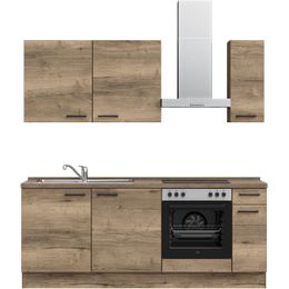 K&uuml;chenzeile Nobilia "Structura I", NEU: individuell anpassbar mit gratis Profi-Beratung", braun (k&uuml;che: braun, korpus: eiche havanna nachbildung, arbeitsplatte: eiche havanna nachbildung), B:210,3cm H:216,6cm T:60cm, Komplettk&uuml;chen-Sets, K&uuml;chenzeile, vormontiert, Breite 210 cm, Ausrichtung w&auml;hlbar, wahlw. mit E-Ger&auml;ten