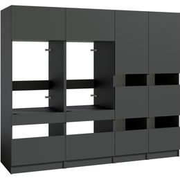 Mehrzweckschrank-Set BASIC BY BALCULINA "Washhome B/T/H 236x68x200 cm", anthrazitfarben, B:236cm H:200cm T:68cm, FSC-zertifizierter Holzwerkstoff, Kastenm&ouml;bel-Sets, Breite 236cm, h&ouml;henverstellbare Metallf&uuml;&szlig;e
