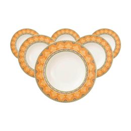 Villeroy & Boch Suppenteller VILLEROY & BOCH "Suppenteller Samarkand Mandarin &oslash; 24,8 cm 6er Set bunt", bunt, L:24,8cm, Speiseteller