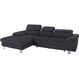 Ecksofa COTTA "Driver L-Form", schwarz, B:268cm H:73cm T:169cm, Struktur (100% Polyester);Chenille (90% Polyester, 10% Polyamid), Sofas, Ecksofa, mit Kopfteilverstellung, wahlweise mit Bettfunktion & Bettkasten