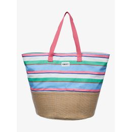 Strandtasche Roxy "WAIKIKI LIFE", Gr. B/H/T: 53cm x 37cm x 33cm, cloud dancer classic stripe, Web, Baumwollmischung, gestreift, Taschen Strandtasche, sportlicher Stil, f&uuml;r Erwachsene, aus Baumwollmischung