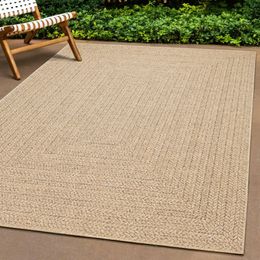Outdoorteppich the carpet "Kansas", beige (natur), B:160cm H:10mm L:230cm, Polypropylen, Teppiche, Outdoorteppich, moderner robuster In und Outdoor Teppich Jute Look