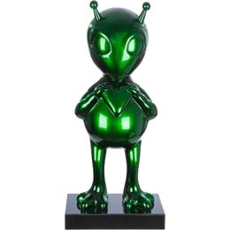 Skulptur Gilde "Skulptur Alien auf Base", gr&uuml;n, B:30cm, Kunstharz, Dekofiguren