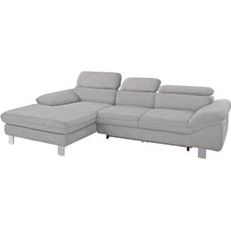 Ecksofa COTTA "Driver L-Form", grau, B:268cm H:73cm T:169cm, Struktur (100% Polyester);Chenille (90% Polyester, 10% Polyamid), Sofas, Ecksofa, mit Kopfteilverstellung, wahlweise mit Bettfunktion & Bettkasten