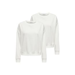 Sweatshirt Only "Sweatshirt ONLSWEAT LIFE CREW OVERSIZE SWT 2P 2er Pack", Damen, Gr. S, wei&szlig;, Obermaterial: 60% Baumwolle CO. 40% Polyester PES., Sweatshirts Sweatshirt