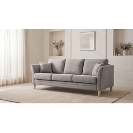 3-Sitzer Home Affaire "Arellano, Breite 217 cm", latte, B:217cm H:87cm T:86cm, Sofas, klassisches Design, 2 Zierkissen inklusive, Webstoff fein, Chenille