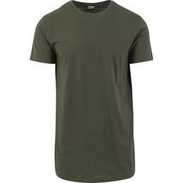 Kurzarmshirt Urban Classics "Urban Classics Herren Shaped Long Tee", Damen, Gr. S, olive, 100% Baumwolle, unifarben, normal, Rundhals, Shirts