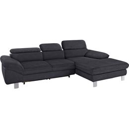 Ecksofa COTTA "Driver L-Form", schwarz, B:268cm H:73cm T:169cm, Struktur (100% Polyester);Chenille (90% Polyester, 10% Polyamid), Sofas, Ecksofa, mit Kopfteilverstellung, wahlweise mit Bettfunktion & Bettkasten
