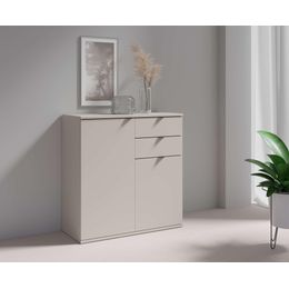 Kommode Home Affaire "THALIANA Sideboard mit 2 T&uuml;ren und 2 Schubladen, Breite 80 cm", cashmere beige, B:80cm H:83,5cm T:35cm, FSC-zertifizierter Holzwerkstoff, Spanplatte, Sideboards, Kommode, Schrank in 3 Farben erh&auml;ltlich, schwarze Metallgriffe, viel Stauraum