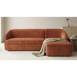 Ecksofa DOMO collection "Orbis, modernes, klares Design mit schmalen, abgerundeten Armlehnen", terra, B:230cm H:74cm T:148cm, 100% Polyester, Sofas, Ecksofa, whlw. mit Bettfunktion u./o. Bettkasten, aus Luxus- Microfaser