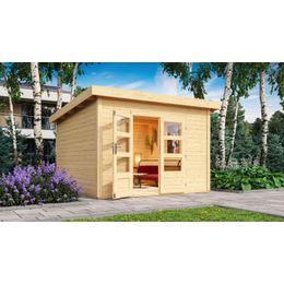 Gartenhaus Karibu "Perlsee 3", beige (naturbelassen), ohne Fu&szlig;boden, ohne Dacheindeckung, Holzwerkstoff, Gartenh&auml;user, Gartenhaus