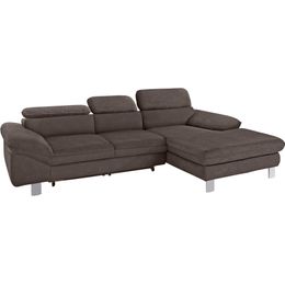 Ecksofa COTTA "Driver L-Form", espresso, B:268cm H:73cm T:169cm, Struktur (100% Polyester);Chenille (90% Polyester, 10% Polyamid), Sofas, Ecksofa, mit Kopfteilverstellung, wahlweise mit Bettfunktion & Bettkasten